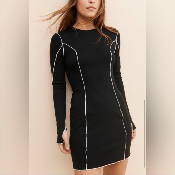 GREY LAB | Dresses | Nwt Grey Lab Black Mini Dress With White Piping ...